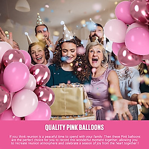 OWill 100pcs Balloons Metallic Pink 12 Inches Pink Latex Balloons,Light Pink and Deep Pink Balloons for Birthday Baby Shower Wedding Party Supplies Arch Garland Decoration