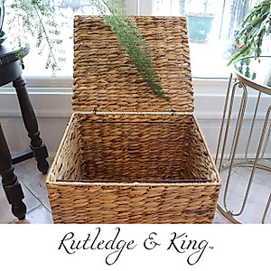 Seagrass Rolling File Cabinet - Home Filing Cabinet - Hanging File Organizer - Home and Office Wicker File Cabinet - Water Hyacinth Storage Basket for File Storage (Natural)