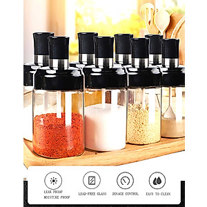 LOYUYU Kitchen Glass Spice Jars Seasonning Box Set of 4, Condiment Pots Spice Jars with Spoons, Oil Bottle Honey Jar Dispenser, Airtight Cap Transparent (8.45oz)