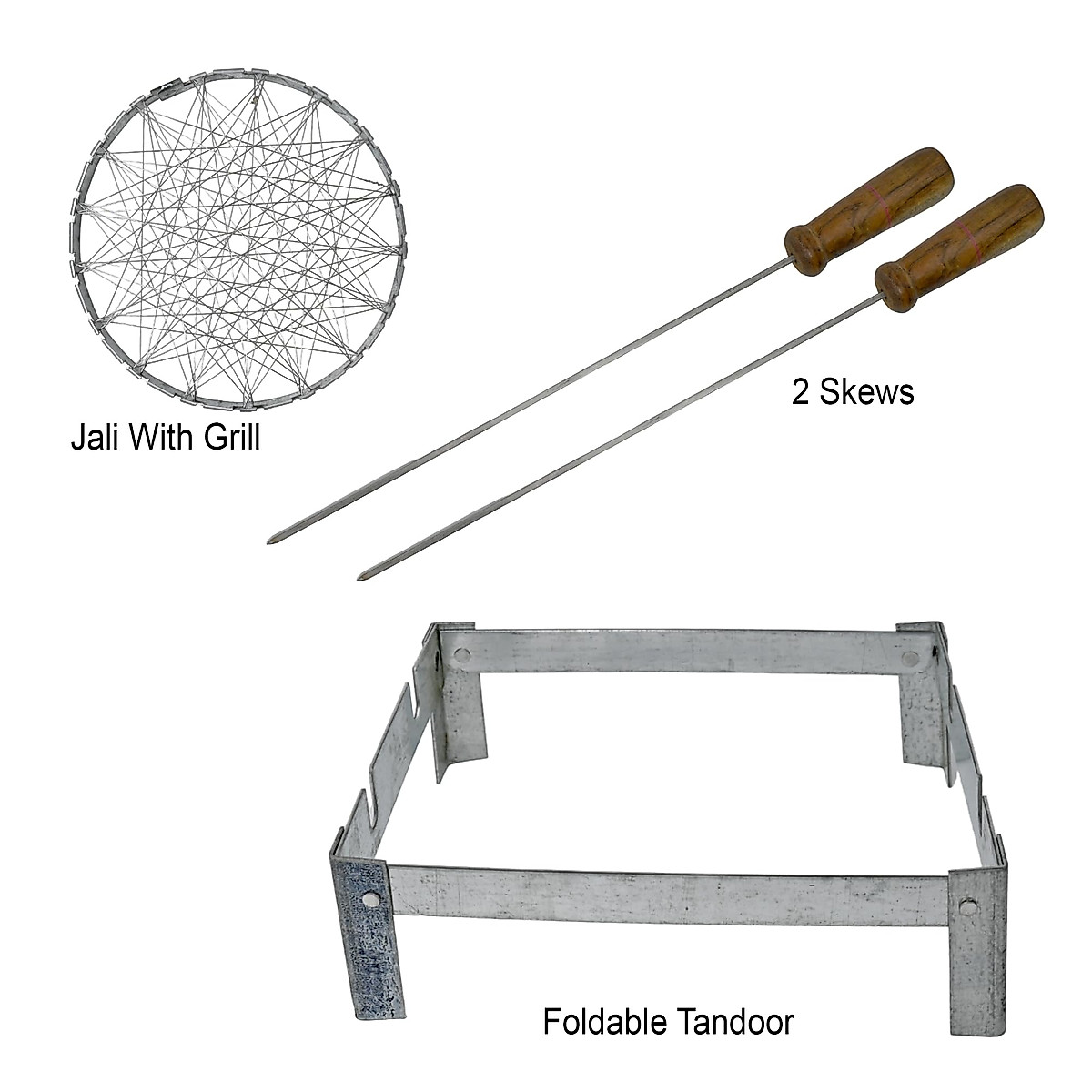 ANSHEZ Small Barbeque Grill Stand For Gas Stove | Gas Tandoor Grill For Home | Foldable Chhota Tandoor with 2 Skewers & 1 Jali |Free Standing | Gas powered