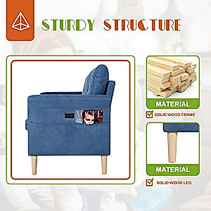 VAMEPOLE 58" Small Loveseat Sofa w/2 USB Charger Ports for Living Room, Mid Century Modern Decor Love Seat Couch, Small Love Seats for Small Spaces, Apartments, Dorm, Office (Navy Blue)