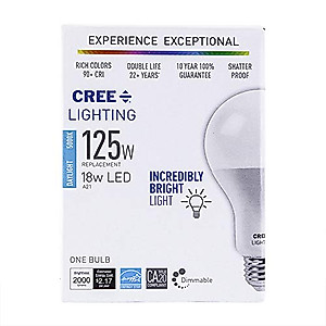 Cree Lighting TA21-20050MDFH25-12DE26-1-11 A21 125W Equivalent, 2000 lumens, Dimmable LED Bulb, 1 Pack, Daylight