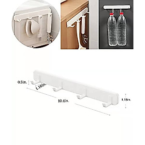 Oraony Ugrade Adhesive Kitchen Utensil Sliding Rack, Wall Mounted Rack Hook Hanger Saving Space No Drilling for Kitchen Refrigerator Door Washer Microwave Bathroom Bedroom (2Pcs)