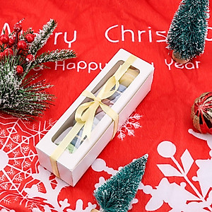 NPLUX 25 Pack Macaron Boxes for 5-7 Macarons Cookie Candy Strawberry Boxes Macaron Container Packaging Boxes with Ribbon for Gift Giving(White)