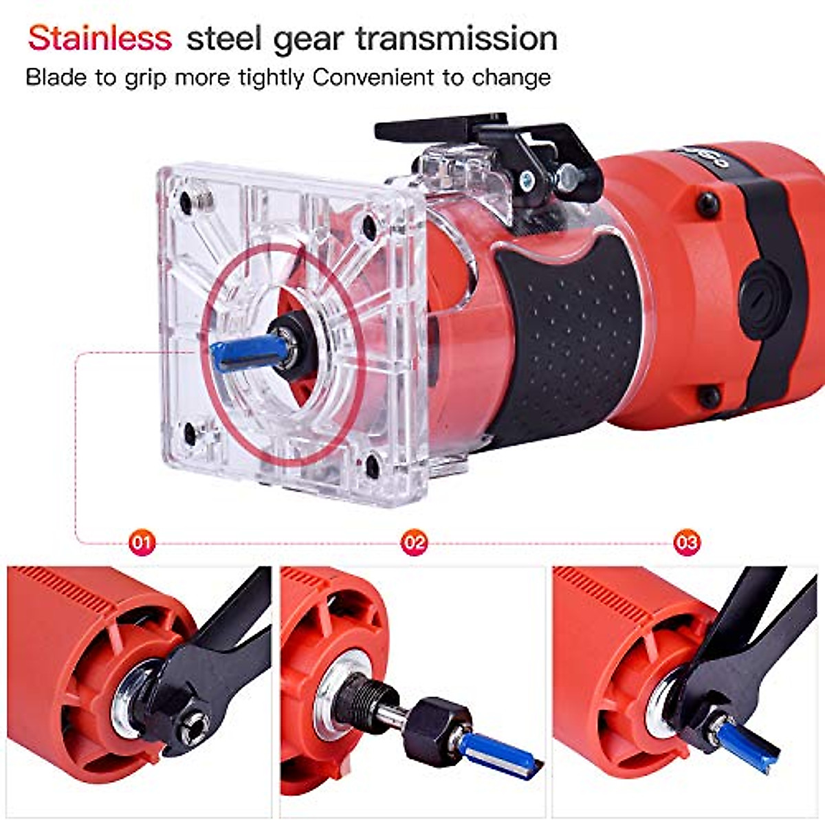 Compact Router Tool, 800W Wood Palm Router Tool for Woodworking, Hand Wood Trimmer Wood Router with 12PCS 1/4" Router Bits