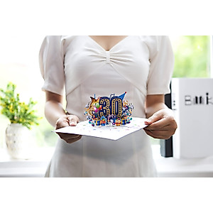 DKT HANDMADE Happy Birthday Pop Up Card - Pop Up Happy Birthday Card, Happy Birthday Number Age (Number Age 30th - Blue)