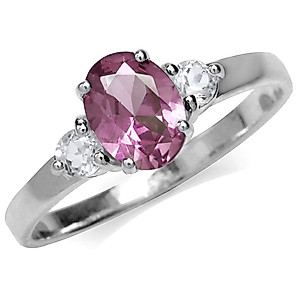 Silvershake Created Color Change Alexandrite White Gold Plated 925 Sterling Silver Engagement Ring June Gemstone Birthstone Size 8.5