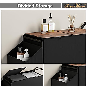 SweetMemo Rolling Laundry Basket with Wheels and Lids, 2 Section Laundry Hamper On Wheels, Heavy Duty Industrial Wheeled Clothes Hampers， Black