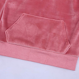 Boys Girls 2Pcs Velvet Hooded Tracksuit Toddler Kids Fleece Hoody Top + Sweatpants Sweatsuit Outfits Set