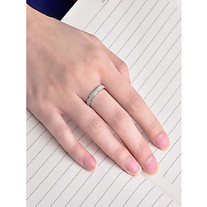 SILBERTALE Anxiety Ring 925 Sterling Silver 3mm thin Sandblast Glitter Ring Classic Eternity Wedding Band Comfort Fit for Men Women Size 9