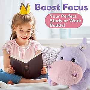 meowtastic Hippo Weighted Stuffed Animals - 22 Inch 4.5 Pounds Weighted Plush Hippo Stuffed Animals - Big Stuffed Hippo Weighted Plush Pillow - Cute Plush Toys Gifts for Kids & Adults (22" 4.5 lbs)