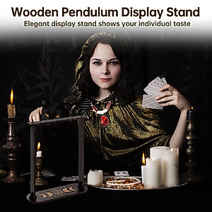 Kapmore Wooden Pendulum Display Stand, Wooden Moon Phases Crystal Holder Stand, Crystal Pendants Wood Pendulum Display Stand Ornament Holder Stand for Home Tabletop