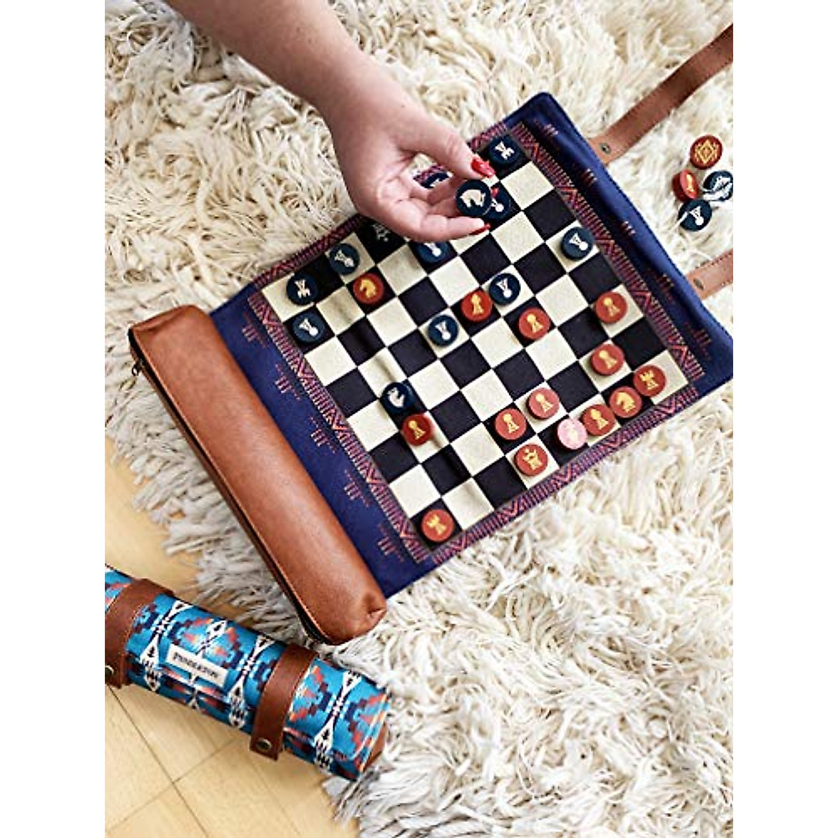 Chronicle Books Pendleton Chess & Checkers Set: Travel-Ready Roll-Up Game (Camping Games, Gift for Outdoor Enthusiasts), 1 EA