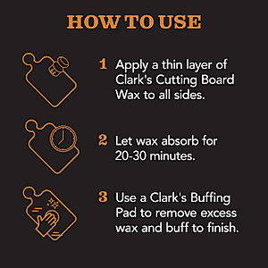 CLARK'S Cutting Board Finish Wax, Enriched with Lemon & Orange Oils ,Made with Natural Beeswax and Carnauba Wax,Butcher Block Wax, (6 ounces)
