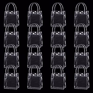 25Pcs Clear PVC Gift Bags with Handles, Small Plastic Tote Bags Transparent Gift Wrap Bags Reusable Shopping Bags for Wedding Candy Bags,Dessert,Merchandise, Retail, Small Business (Clear 5.9 * 5.1)