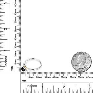 Gem Stone King 925 Sterling Silver and 10K Yellow Gold Black Onyx and White Lab Grown Diamond Engagement Ring For Women (0.51 Cttw, Gemstone December Birthstone, Available in size 5, 6, 7, 8, 9)