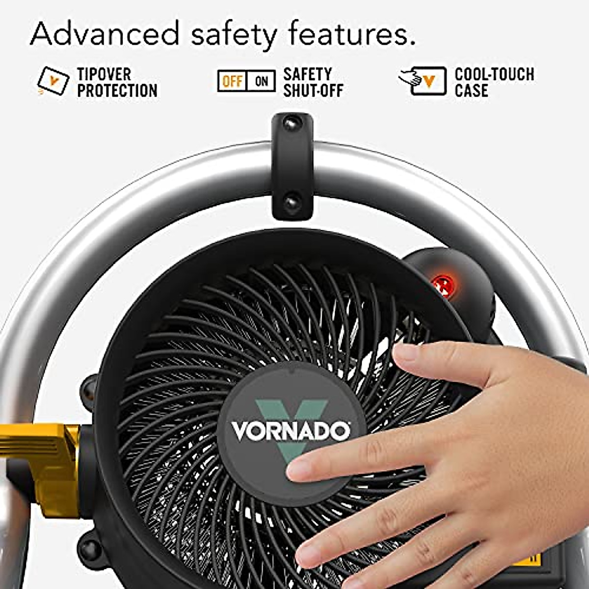 Vornado Velocity HD Garage Space Heater with Fan, Tilt Head, Advanced Safety Features,Black, Whole Room