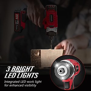 AVID POWER Impact Driver Kit, 180N.m. 20V Cordless 1/4-Inch Hex Impact Drill/Driver Set, Variable Speed, with 14Pcs Sockets, 10Pcs Driver Bits and Tool Bag