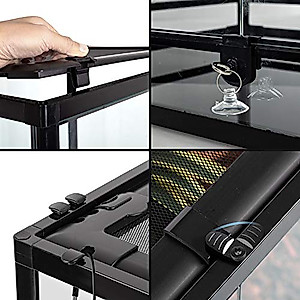 REPTI ZOO 67 Gallon Reptile Terrarium Reptile Large Glass Tank 2 in 1 Side TOP Screens Crested Gecko Tank Double Hinge Door Tortoise Tank Reptile Terrarium Lizard Tank Tree Frog Terrarium