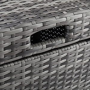 czczgx 26.7 Gallon Outdoor Wicker Trash Bin Rattan Patio Waste Basket with Lid, Wicker Recycling Basket Patio Trash Can for Backyard, Deck, Poolside (Gray)