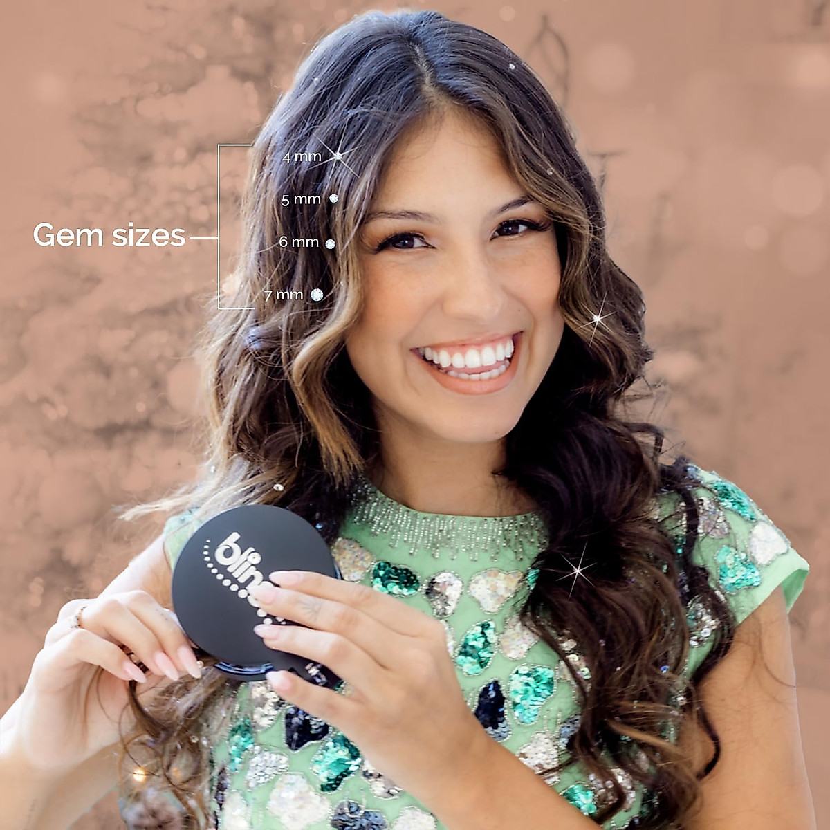 blinger Starter Kit | Women's Hair Styling Tool + 75 Precision-Cut Glass Crystals | Bling Hair in Seconds! Bedazzling Multi-Faceted Gems | Hair-Safe – Bling In Brush Out