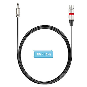 3.5mm to XLR, FAOTUR 1/8" TRS Male to XLR Female Stereo Microphone Audio Cable, for iPhone, iPad, Computer, Video Camera and More - Black（5Feet）