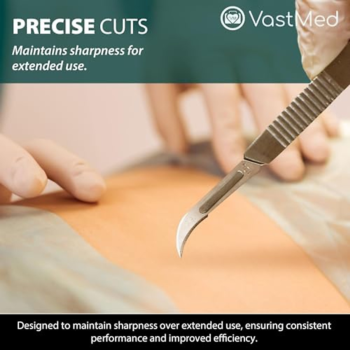 100PCs Dental Grade #12B Stainless Steel Sterile Surgical Blades by VASTMED | Individually Wrapped High Stainless Steel Dermablade Surgical Blade