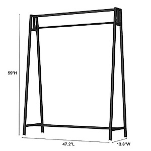 HOMEKAYT Black Metal Clothing Racks for Hanging Clothes, Modern Garment Rack Heavy Duty Display Rack for Home and Clothing Store 47''L-Black