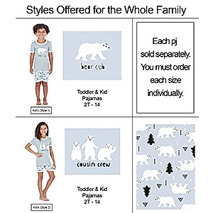 Sleepyheads Grey Polar Bear Family Matching Short Sleeve PJ Sets, Bear Summer, Small, Women's (Style 1)
