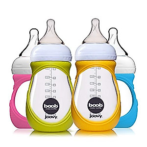 Joovy Boob Glass Bottle and Sleeve, Yellow, 5 Ounce