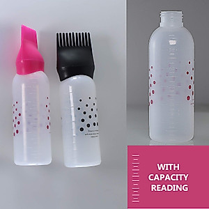 Poitemsic 3pcs 6oz Hair Color Oiling Bottles Root Comb Squeeze Applicator Bottles With Dots For Hair Dye Coloring & Oiling Care,Hair Bleach