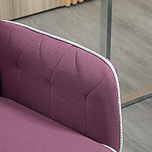 Vinsetto Modern Mid-Back Tufted Spandex Home Office Desk Chair with Adjustable Height, Swivel Adjustable Task Chair with Padded Armrests, Purple