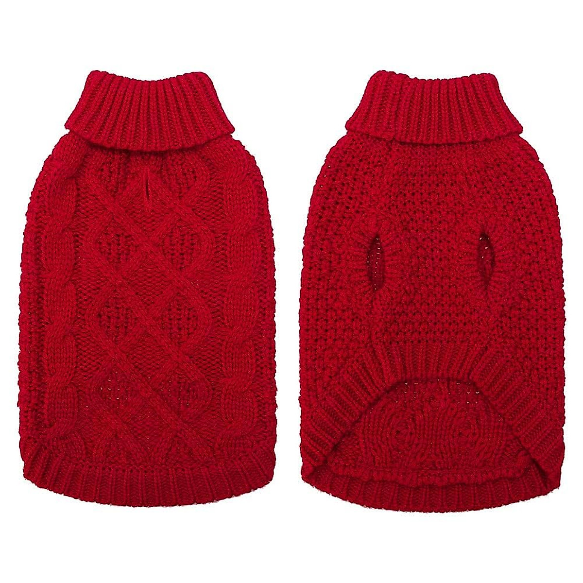 Mihachi Turtleneck Dog Sweater - Winter Coat Apparel Classic Cable Knit Clothes with Leash Hole for Cold Weather, Ideal Gift for Pet in New Year