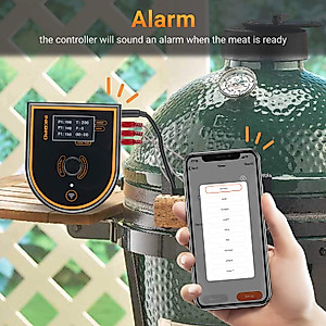 Inkbird Wifi Bluetooth BBQ Temperature Controller ISC-007BW, Automatic Smoker Fan Controller Grill Thermometer with 3 Probes for Big Green Egg, Kamado Joe, Weber, Primo, Vision Grill, Akorn Kamado