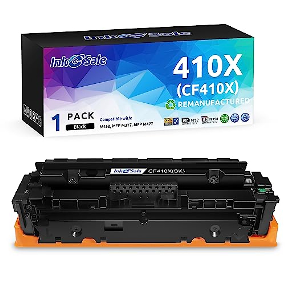 INK E-SALE 1PK Remanufactured CF410X Toner Cartridge Replacement for HP 410X CF410X High Yield 1-Pack Black Toner Ink for HP Pro MFP M477fdn M477fdw M477fnw M452dn M452dw M452nw M377dw Printer