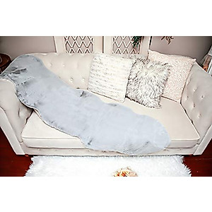 Ultra Soft Faux Rabbit Fur Area Rugs for Living Room Couch Pad Fuzzy Area Rug Fluffy Bedside Carpet Mat for Bedroom Floor Sofa Living Room Rugs 2 x 6 ft,Grey Rug