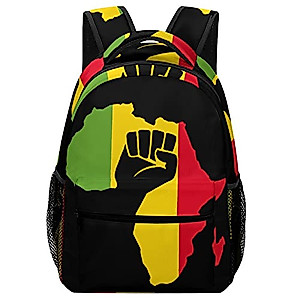 Africa Black Power Fist Map Book Bag Laptop Backpacks Travel Daypacks Unisex College Bookbags