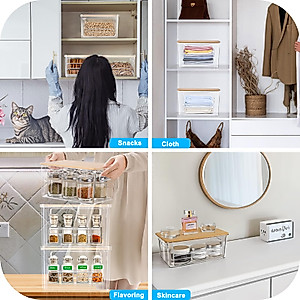 Riian Trash Bag Dispenser, Holder & Organizer with Bamboo Top, Acrylic Storage Container for Under Sink Bag Storage (1pc, Holds 100 Bags, 1300 Gallons)