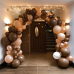 Black Balloons in Brown Balloons for Double-Stuffed Balloon Garland Kit, Coffee Brown Balloons Arch Different Sizes 18 Inch 12 Inch 5 Inch Balloon Arch for Baby Shower Anniversary Birthday Party Decor