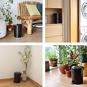 OCTMUSTARD Round Step Pet Trash with Lid,Mini Metal Pedal Bin,Small Garbage Can Wastebasket for Home,Car or Office