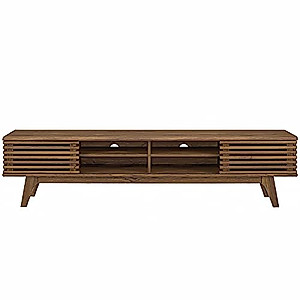 Modway Render 70" Mid-Century Modern Low Profile Media Console TV Stand, 70 Inch, Walnut Walnut