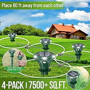 Pack of 2 Solar Mole Repellent Sonic Gopher Repellent Vole Chaser Mole Deterrent Sonic Spikes Rodent Repellent Ultrasonic Pest Control Outdoor Keep Moles Out of Yard Lawn