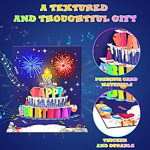 Lupow Pop up Birthday Cards,Musical Happy Birthday Card with Light Up Fireworks,Funny Birthday Gift Card for Women Men Husband Mom Kids Friend Grandpa and Grandma