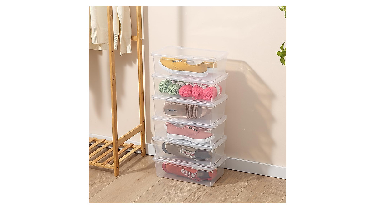Naivees Stackable Shoe Storage Box - Durable & Clear