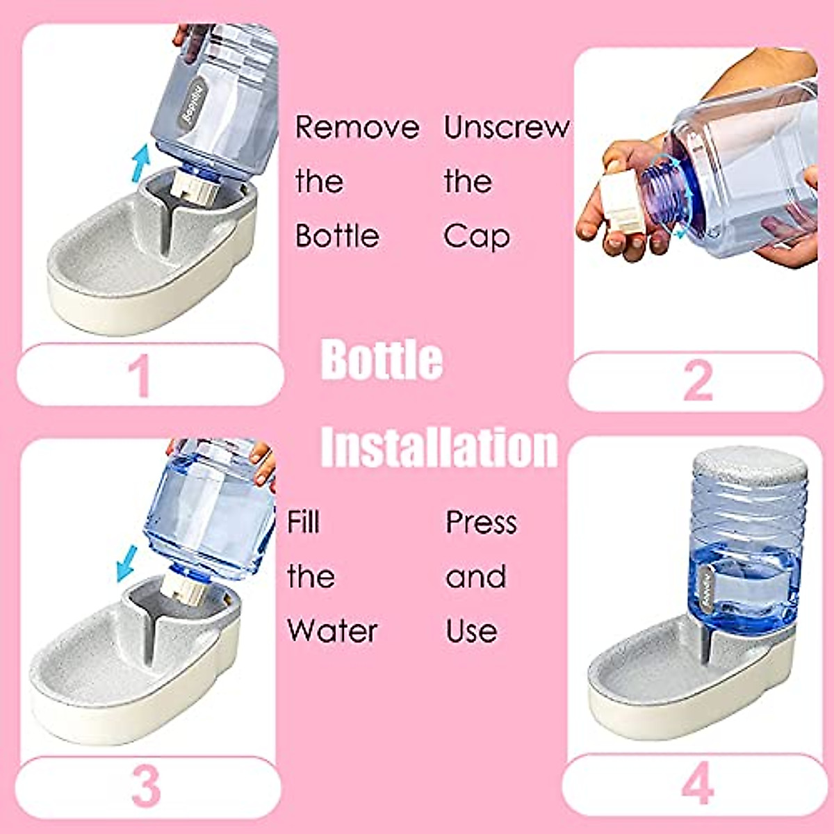 kathson Automatic Cats Dog Water Dispenser for Kitten Puppy Large Small and Medium-Sized Pet Feeding and Drinking, 1 Gallon