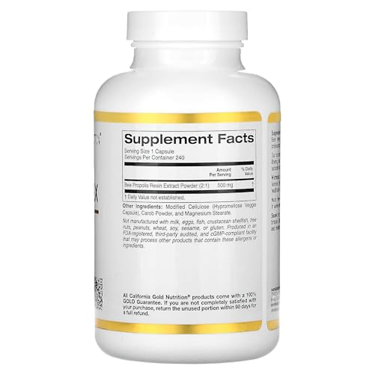 California Gold Nutrition Bee Propolis 2X Potency, Concentrated Extract 500 mg, Equivalent to 1000 mg of Natural Propolis, Support Immune Health & Vitality*, 240 Veggie Capsules
