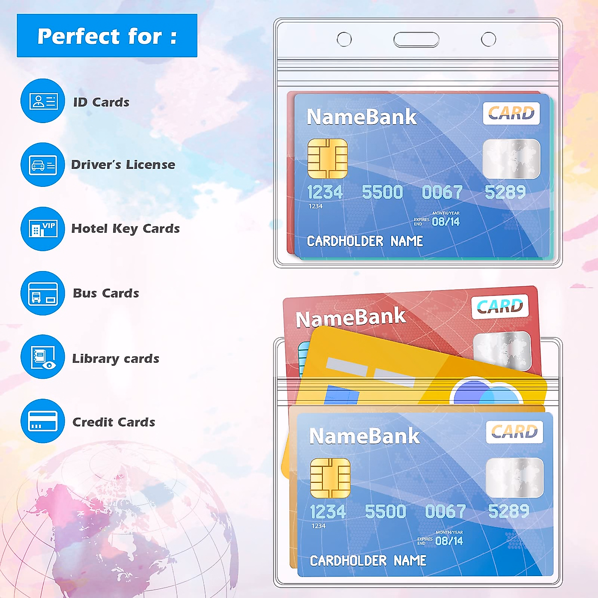 100 Sets Badge Holders and Metal Clips Clear Horizontal Name Tag ID Card Holder with Clip Waterproof ID Badge Holder with Metal Clips