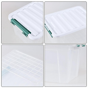 Nicesh 20 L Clear Latch Storage Box, 4 Pack Plastic Latch Storage Bins with Lid