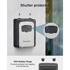 Puroma Key Lock Box Waterproof Combination Lockbox Portable Resettable Wall Mounted & Hanging Key Safe Lock Box for House Keys, Realtors, Garage Spare, Gray (1 Pack)
