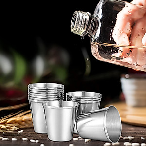 NUOBESTY Shot Glass, Stainless Steel Shot Cups Portable Drinking Tumblers Spirits Cups Bar Wine Cups Sauce for Whiskey Tequila Liquor Great Barware Gift 12pcs